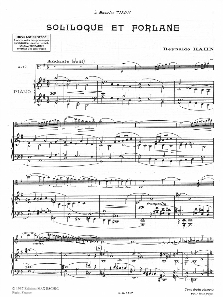 Reynaldo Hahn Soliloque Et Forlane Piano | PDF