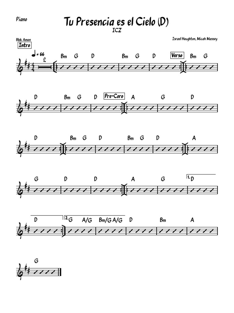 Tu Presencia Es El Cielo (D) - Piano | PDF