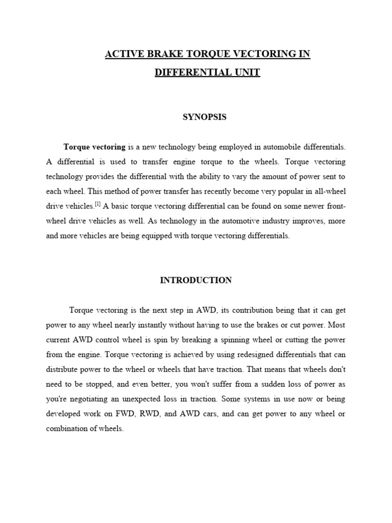 Active Brake Torque Vectoring in Differential Unit | PDF | Mechanical Engineering | Manufactured ...