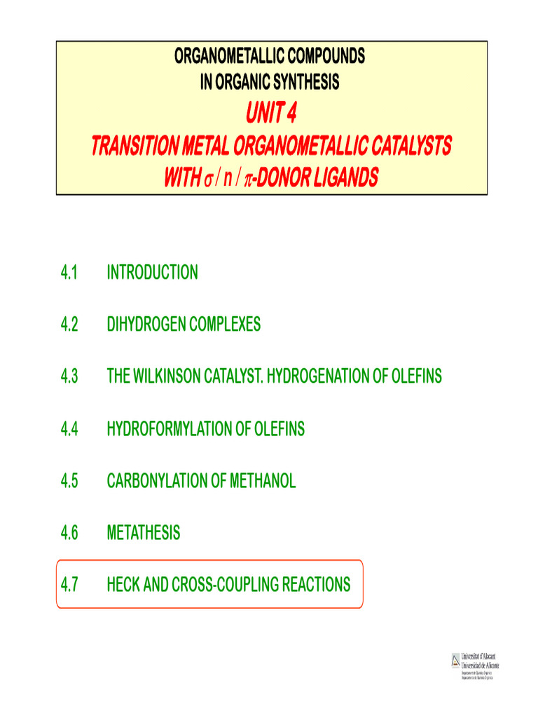 Unit 4.2 HANDOUTS (1) | PDF | Organometallic Chemistry | Chemical Reactions
