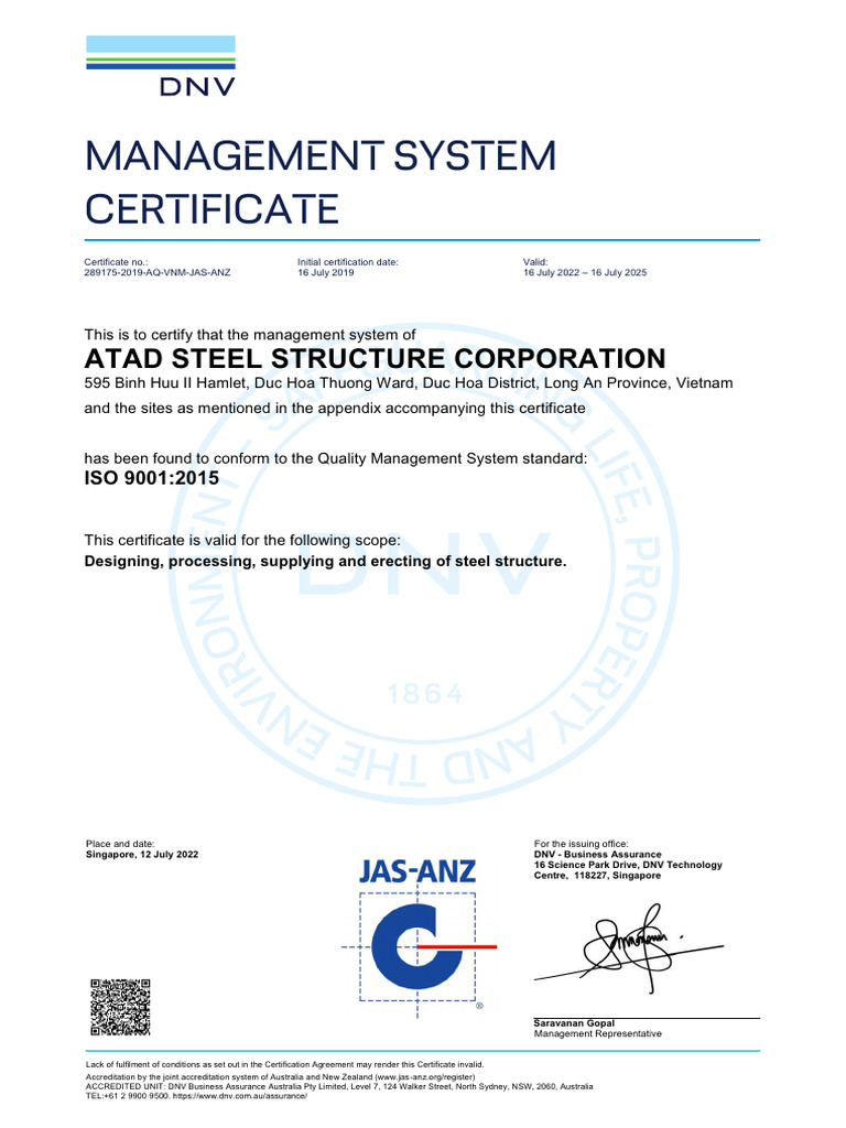 4.1. E-Cert - ISO 9001-289175-2019-AQ-VNM-JAS-ANZ | PDF