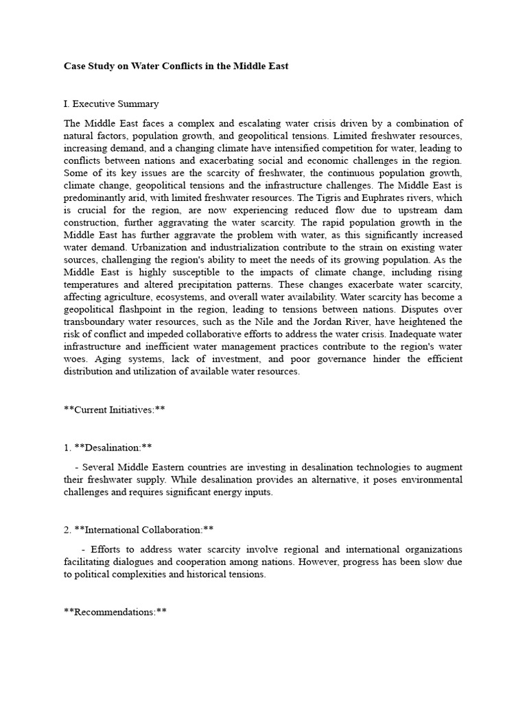 Case Study On Water Conflicts in The Middle East | PDF | Water ...