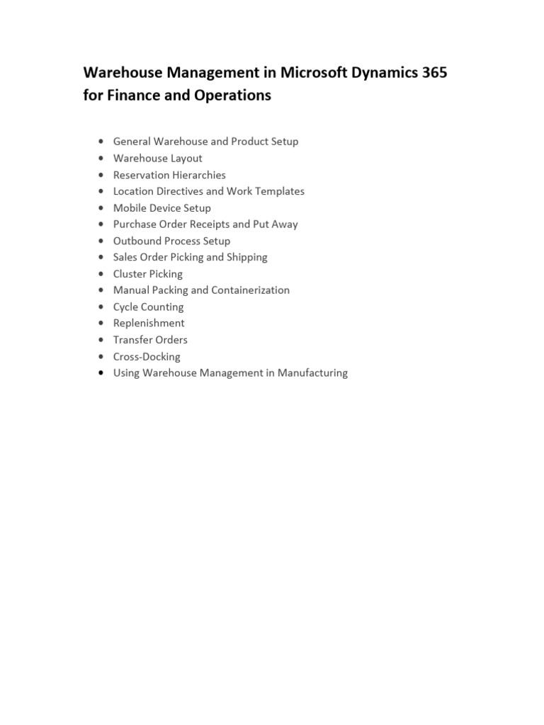 Warehouse Management in D365 Finance | PDF | Computers