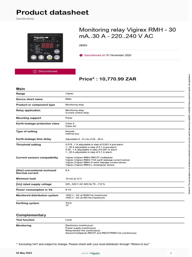 Vigirex Rh10mp Rhu - 28563 | PDF | Relay | Electric Power