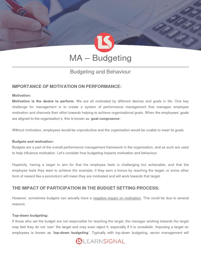 70 MA - GAP6 - Budgeting - and - Behaviour - Notes | Download Free PDF ...