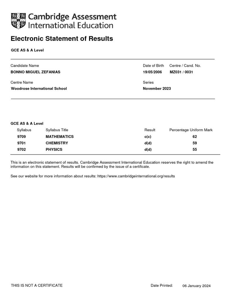 GCE AS & A Level Results Summary | PDF | Student Assessment And ...