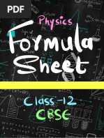 Class 12 Physics Formula Sheet | PDF