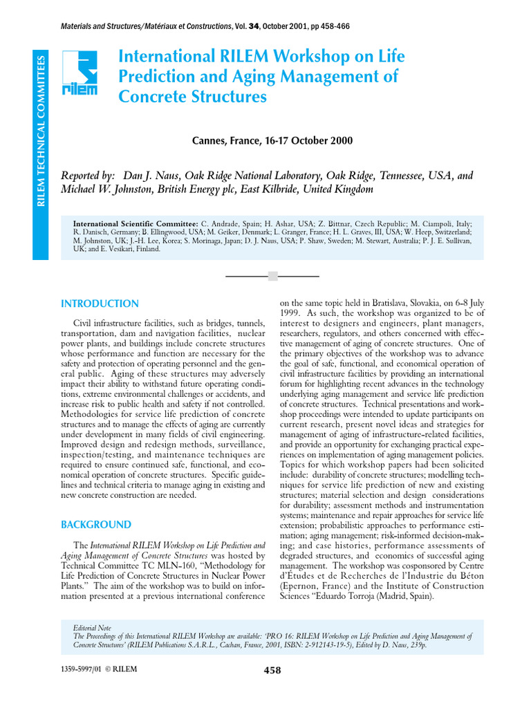 International RILEM Workshop On Life Prediction and Aging Management of Concrete Structures ...
