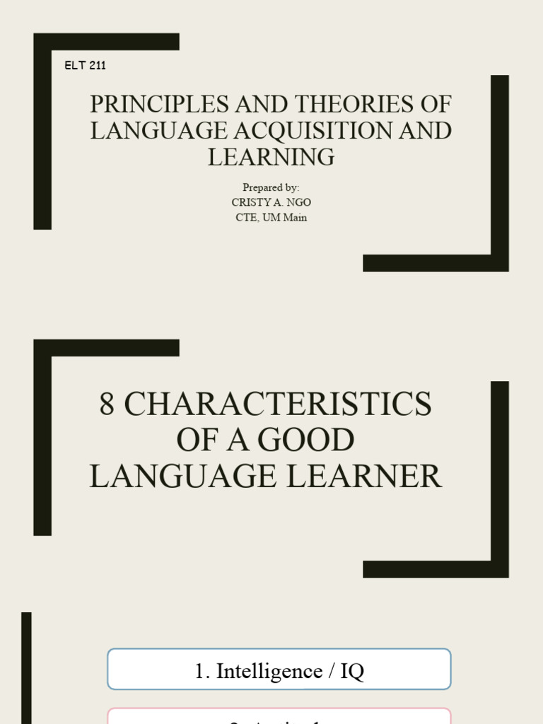 4 8 Characteristics of A Good Language Learner | PDF | Motivational ...