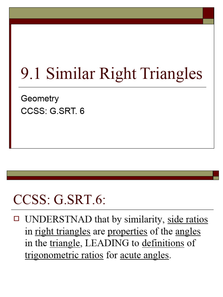 Similar Right Triangles and Geometric Mean | PDF | Triangle | Mathematics