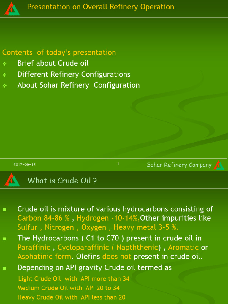Sohar Refinery Operations Overview | PDF | Oil Refinery | Petroleum