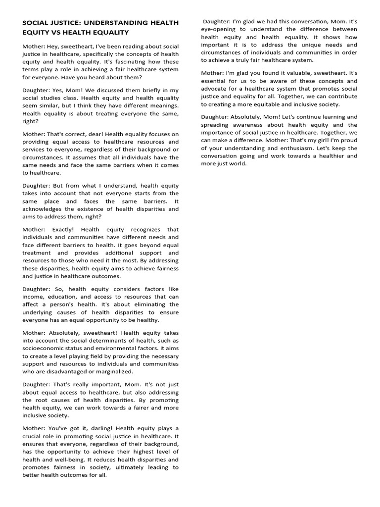 Health Equity Explained for Families | PDF | Health Equity | Social Status
