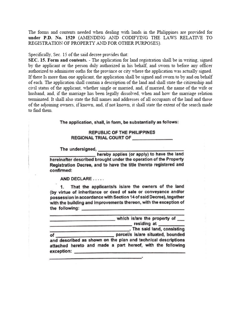 Forms and Contents in Dealing With Lands | PDF | Common Law | Government