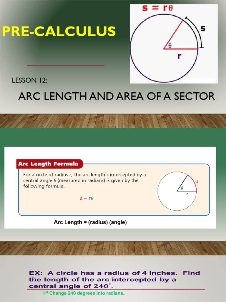 Lesson 12 - Arc Length and Area of a Sector | PDF