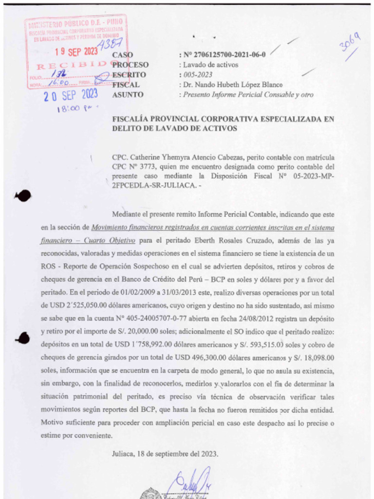 Escrito Presenta Informe Pericial Contable Caso 6-2021 | PDF