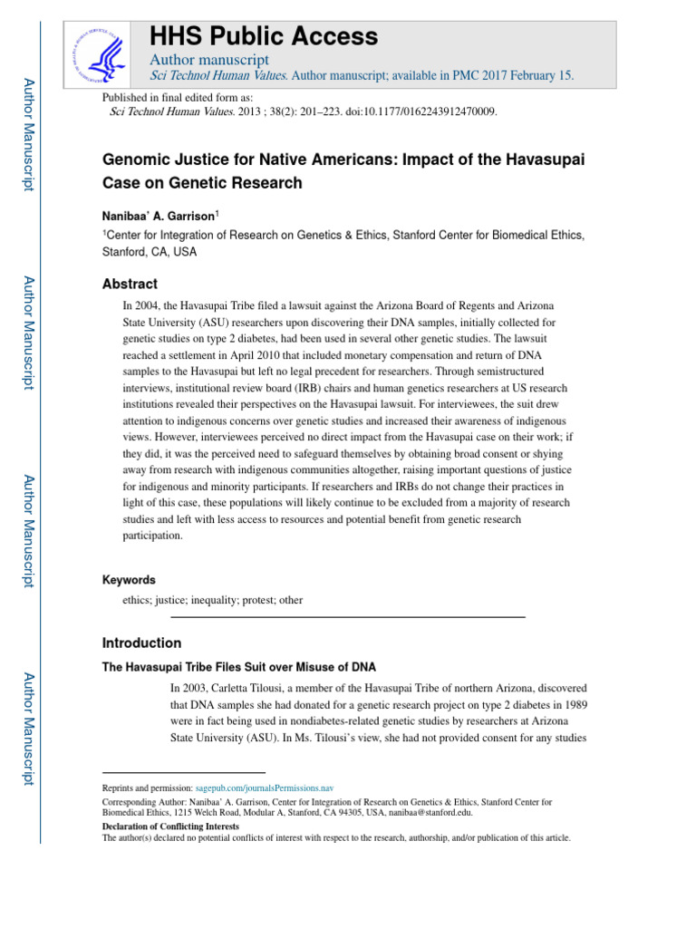 Havasupai Case | PDF | Institutional Review Board | Informed Consent