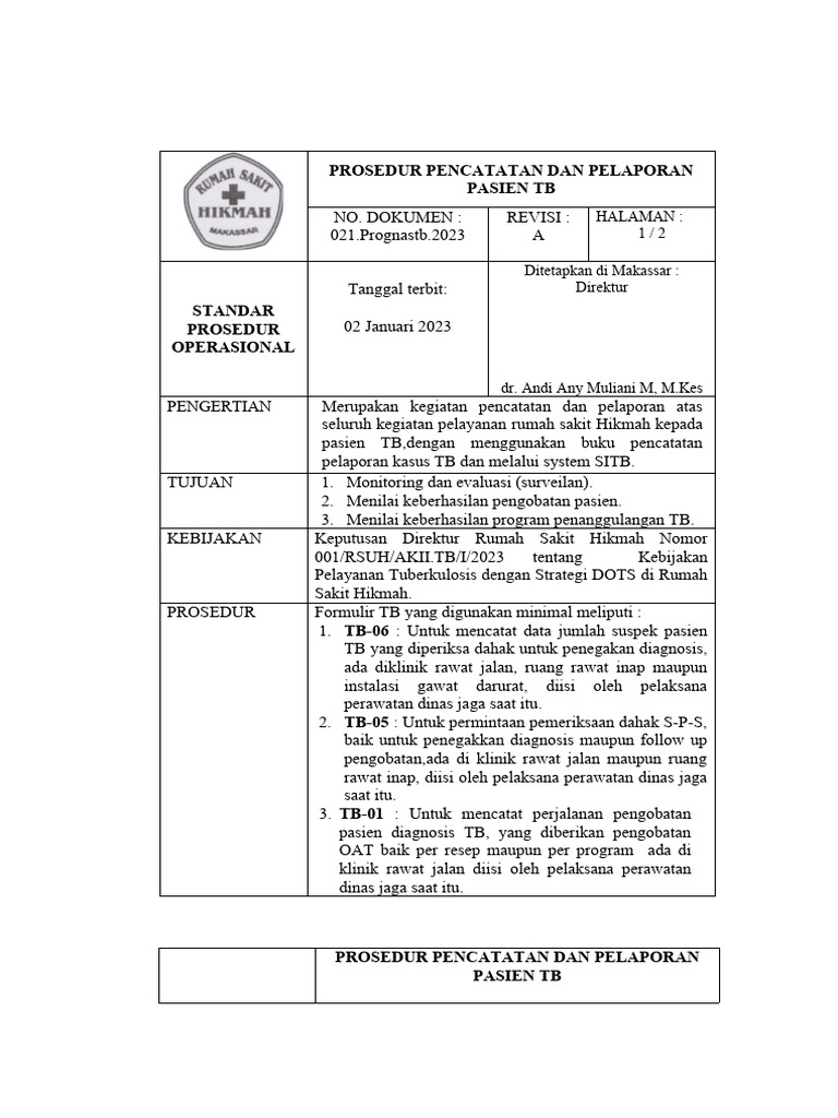 Prosedur Pencatatan Dan Pelaporan Pasien TB | PDF