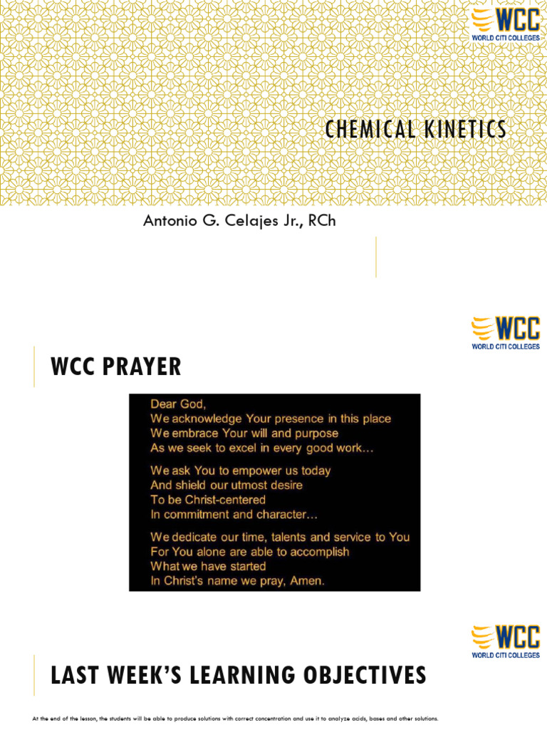 BSMLS I - MT Chemical Kinetics 1 | PDF | Reaction Rate | Chemical Kinetics