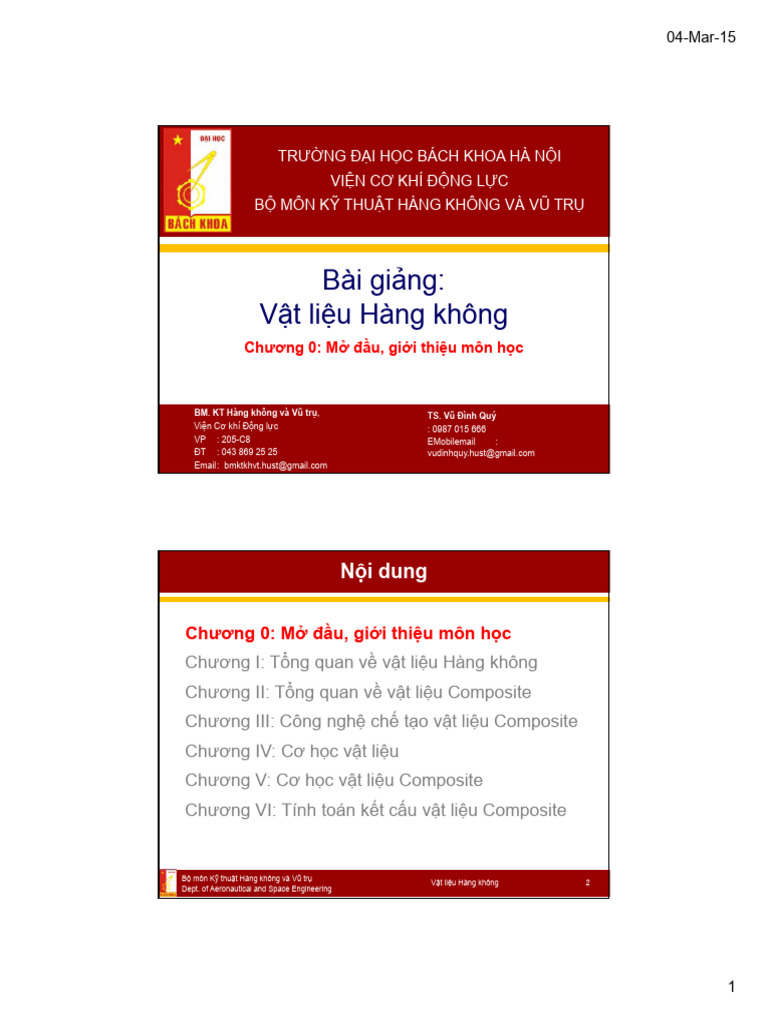 VLHK - VDQuy - Chuong 0 - Mo Dau - Gioi Thieu Mon Hoc | PDF