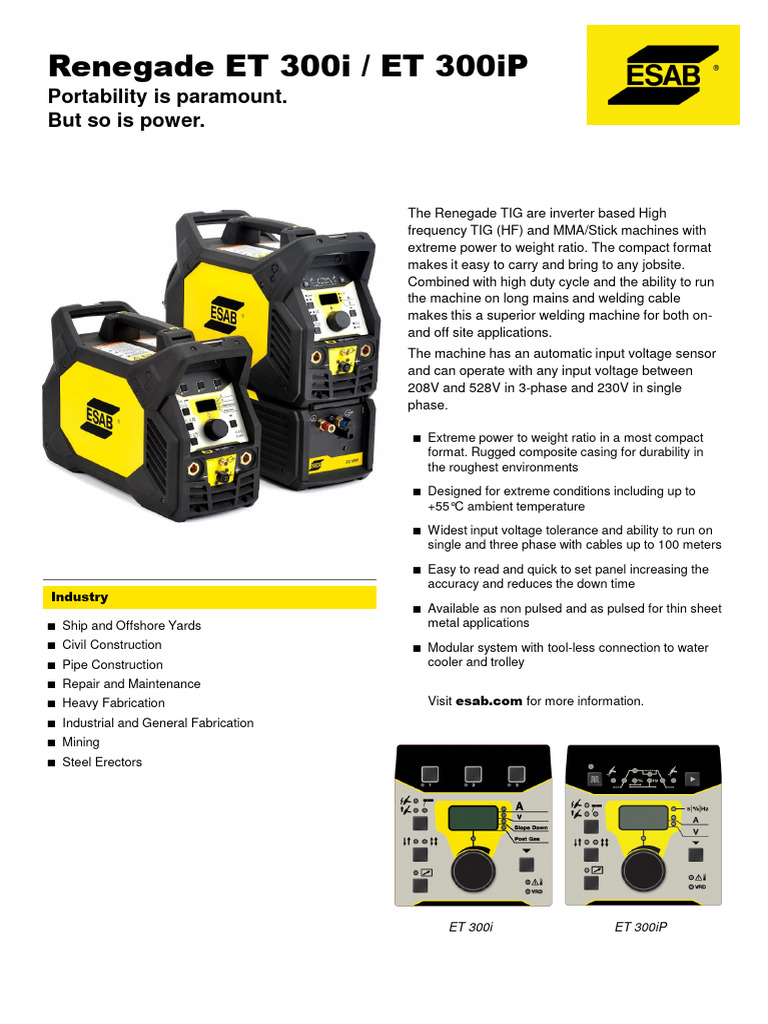 ESAB Renegade ET300i | PDF