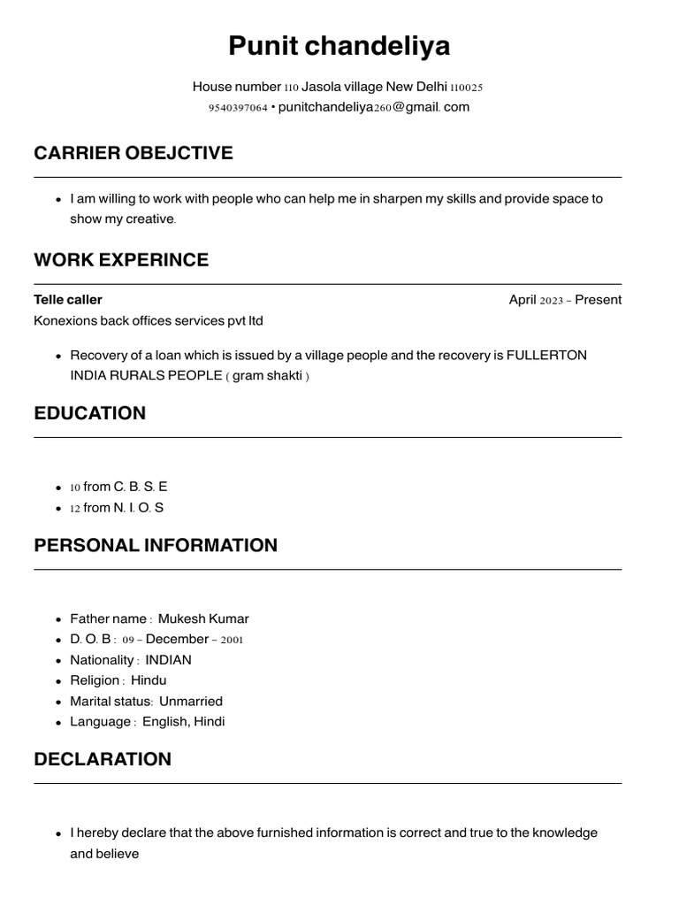 Resume Punit Chandeliya | PDF