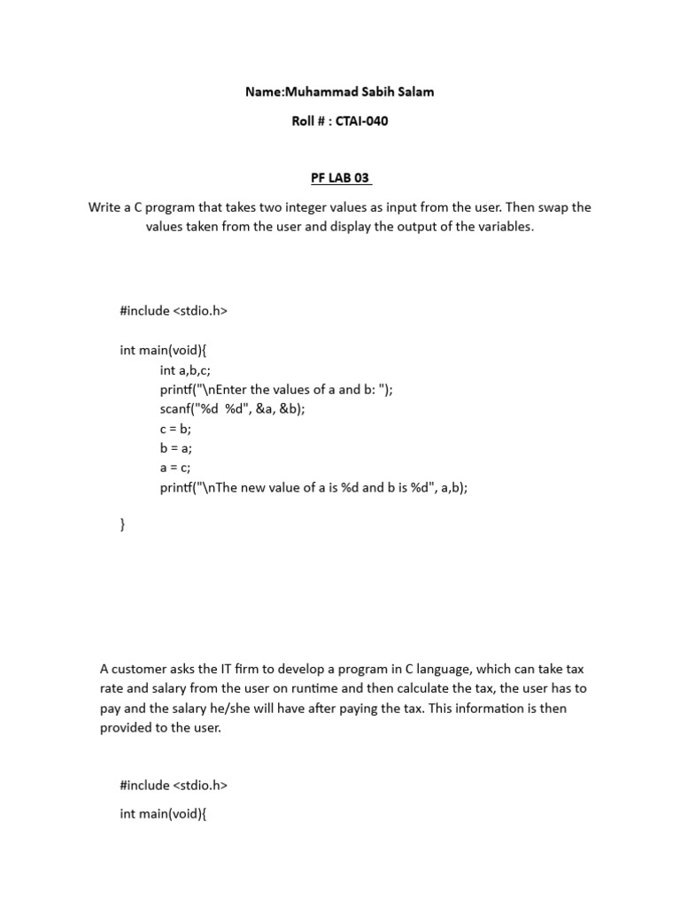 PROGRAMMING FUNDAMENTALS | PDF | Tax Rate | Computing PROGRAMMING FUNDAMENTALS | PDF | Tax Rate | Computing