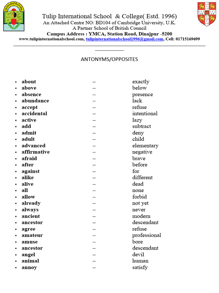 Antonyms | PDF