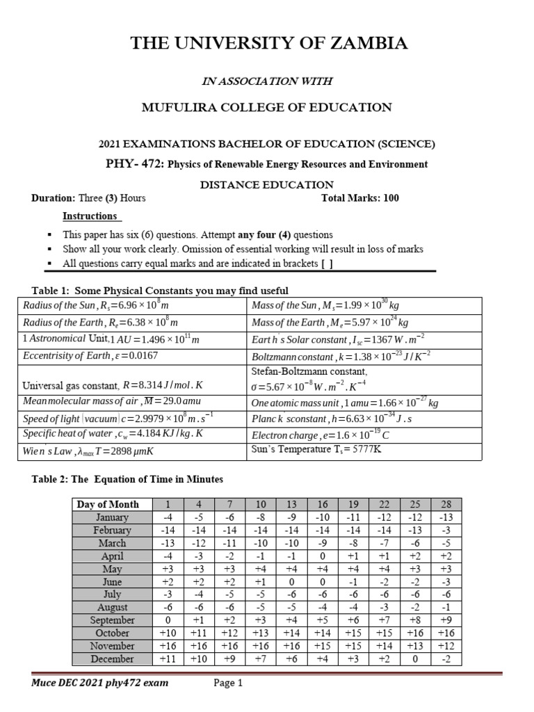 2021 de Phy 472 Exam Moderated | PDF