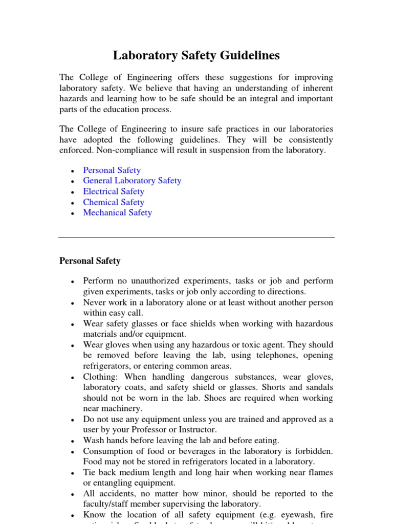 Laboratory Safety Guidelines Overview | PDF | Laboratories | Safety