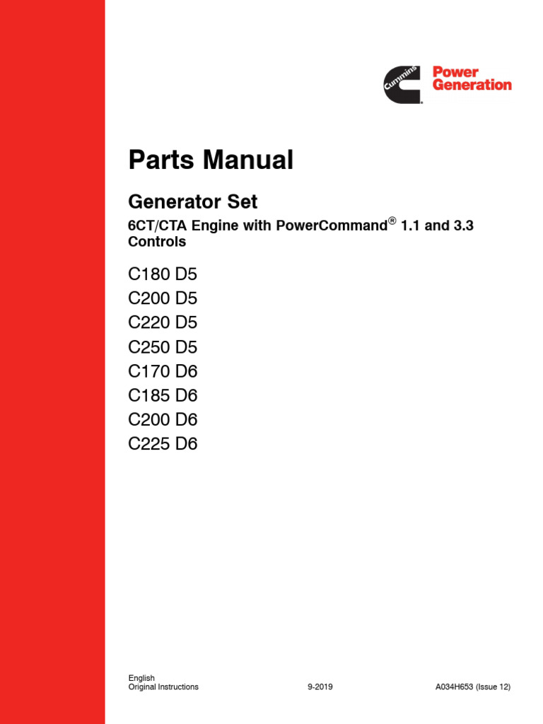 Old 200 Kva CPG Parts Catluge | PDF | Electric Generator | Ac Power
