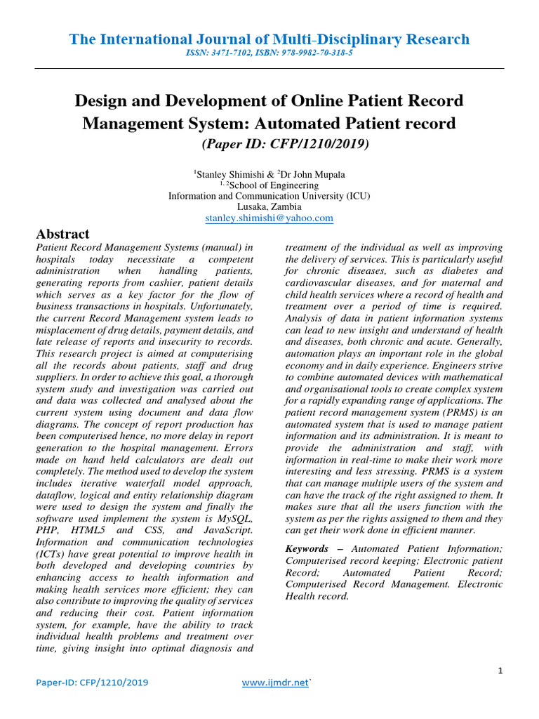 Design and Development of Online Patient Record Management System ...