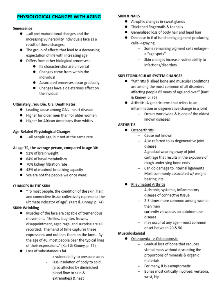 COA-physiological Aging Changes | PDF
