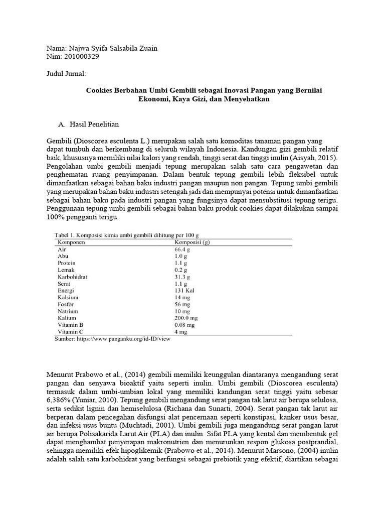 Cookies Gembili: Inovasi Pangan Sehat | PDF | Kesehatan Holistik