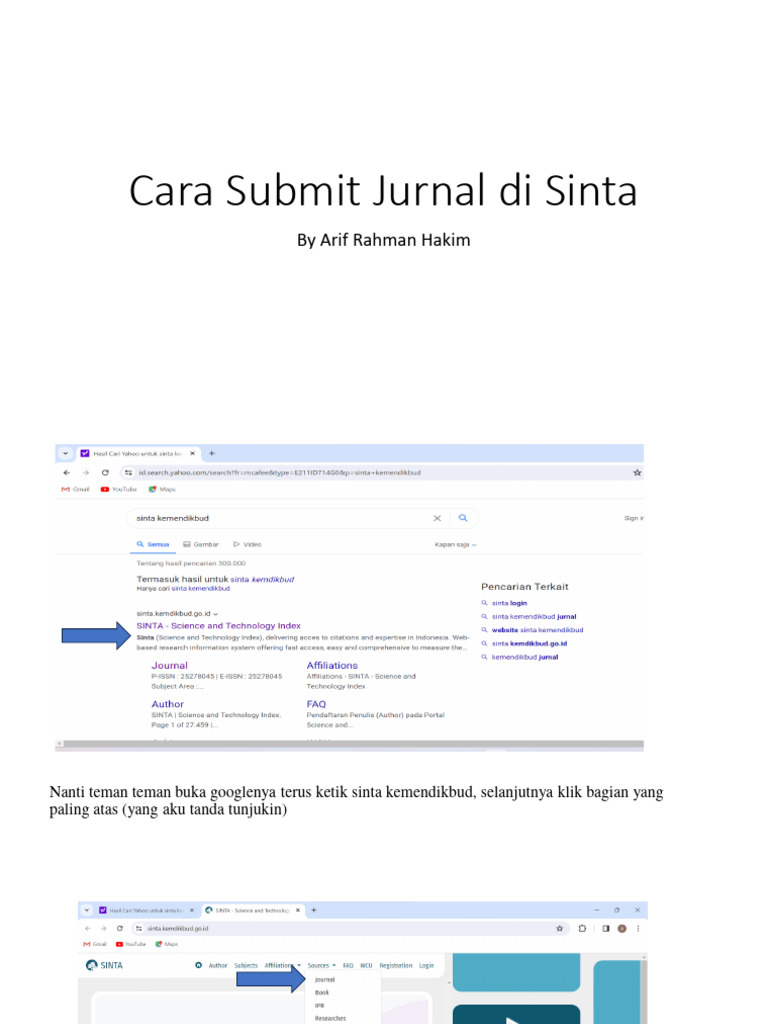 Cara Submit Jurnal Di Sinta | PDF
