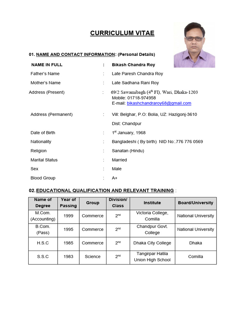 CV Bikash (Latest) | PDF | Audit | Debits And Credits