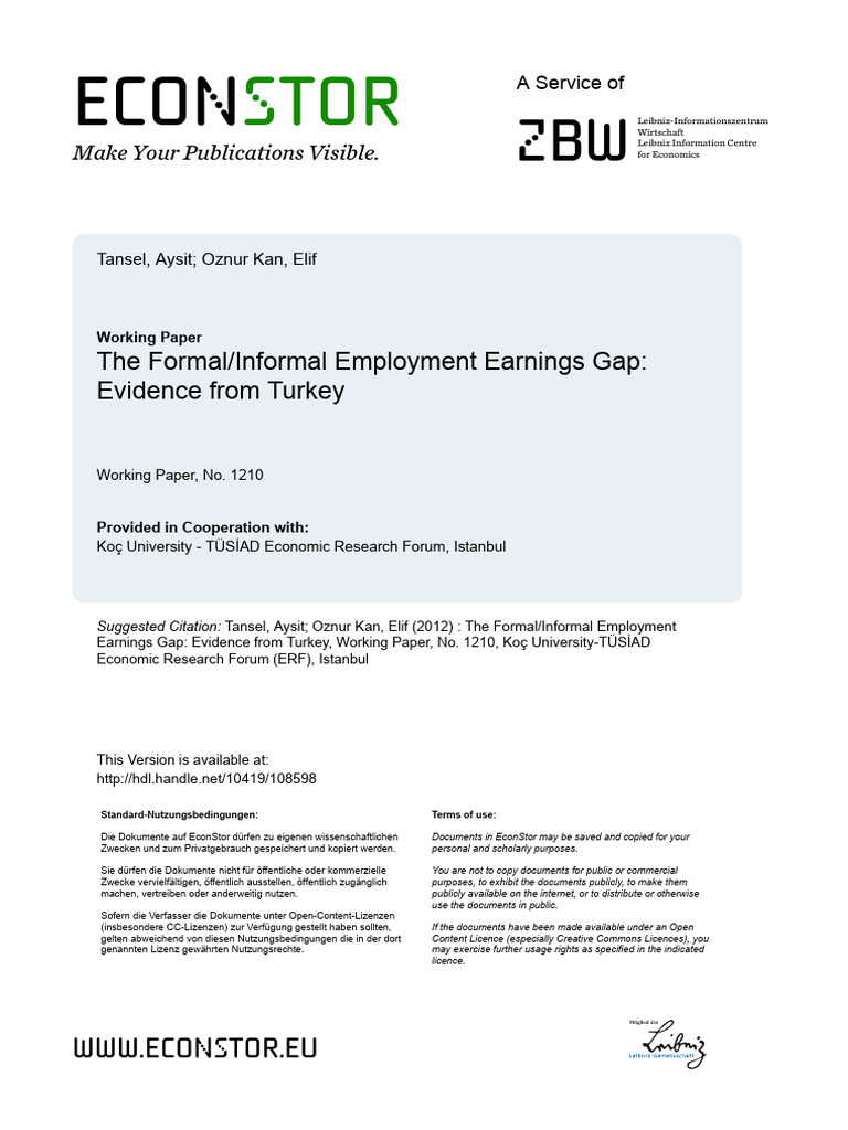 The Formal Informal Employment Earnings Gap | PDF | Employment | Labour ...