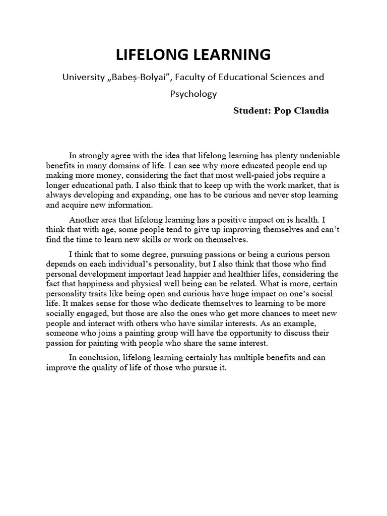 Benefits of Lifelong Learning | PDF