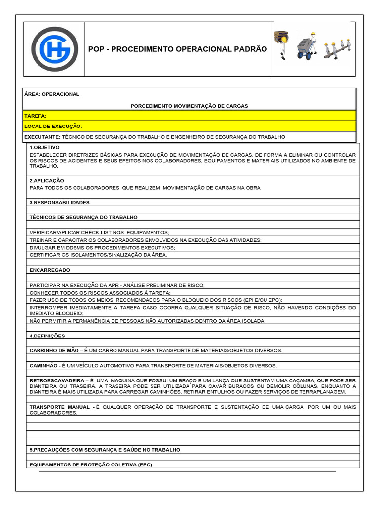 Procedimento Operacional Padrão - Pop - Movimentação de Carga - GH ...