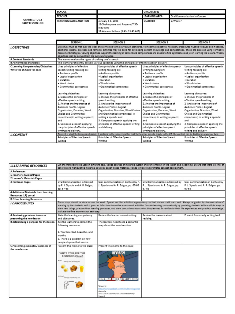 Oral Communication Q2 W7 | PDF | Learning | Educational Assessment