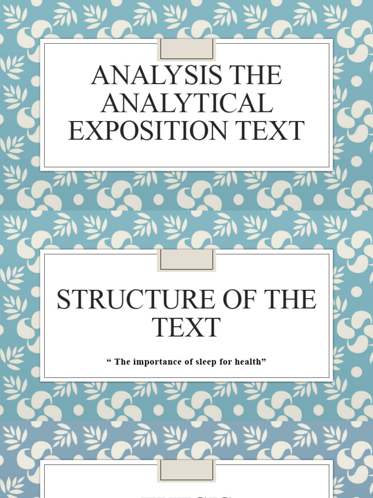 Analyse The Analytical Exposition Text | PDF | Sleep | Psychological ...