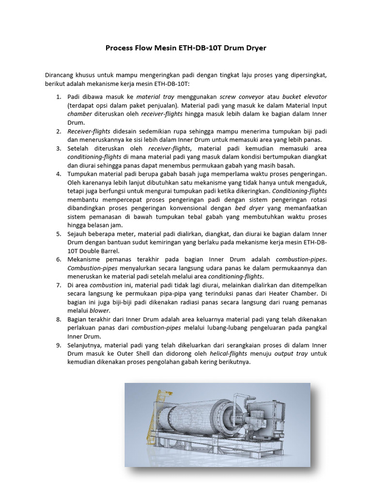 Process Flow Mesin ETH-DB Double Barrel Rotary Dryer | PDF