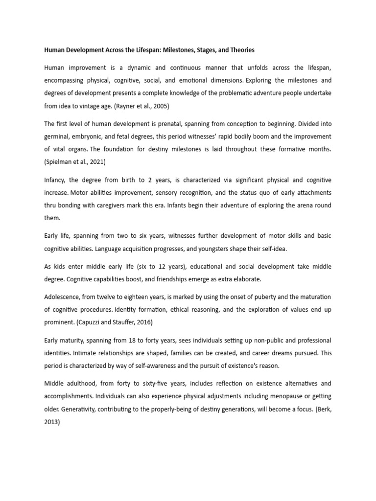 Human Development Across The Lifespan | PDF | Developmental Psychology ...