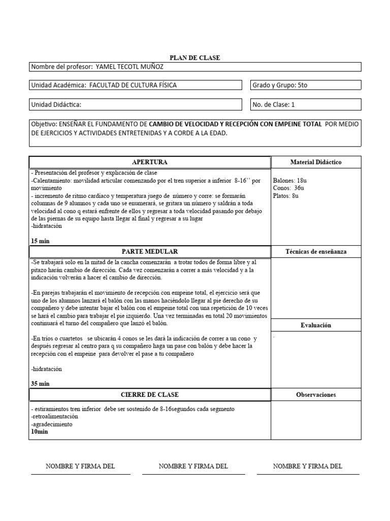 Plan de Clase | Descargar gratis PDF | Maestros