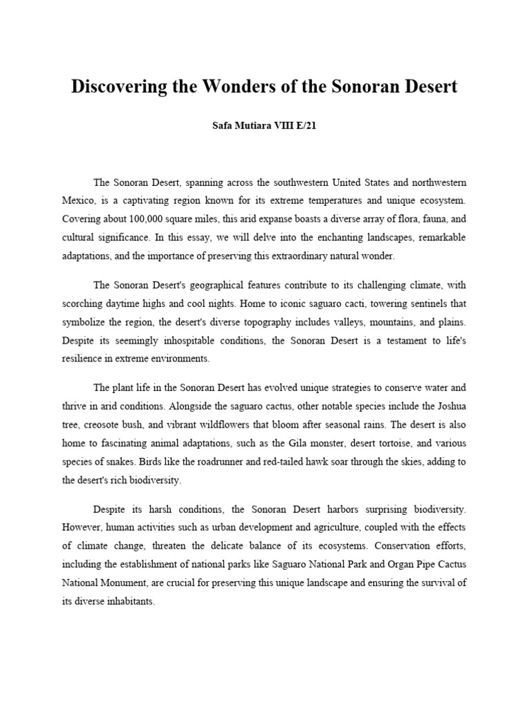 Discovering The Wonders of The Sonoran Desert | PDF | Social Science