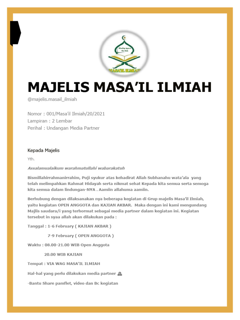 SURAT UNDANGAN RESMI | PDF