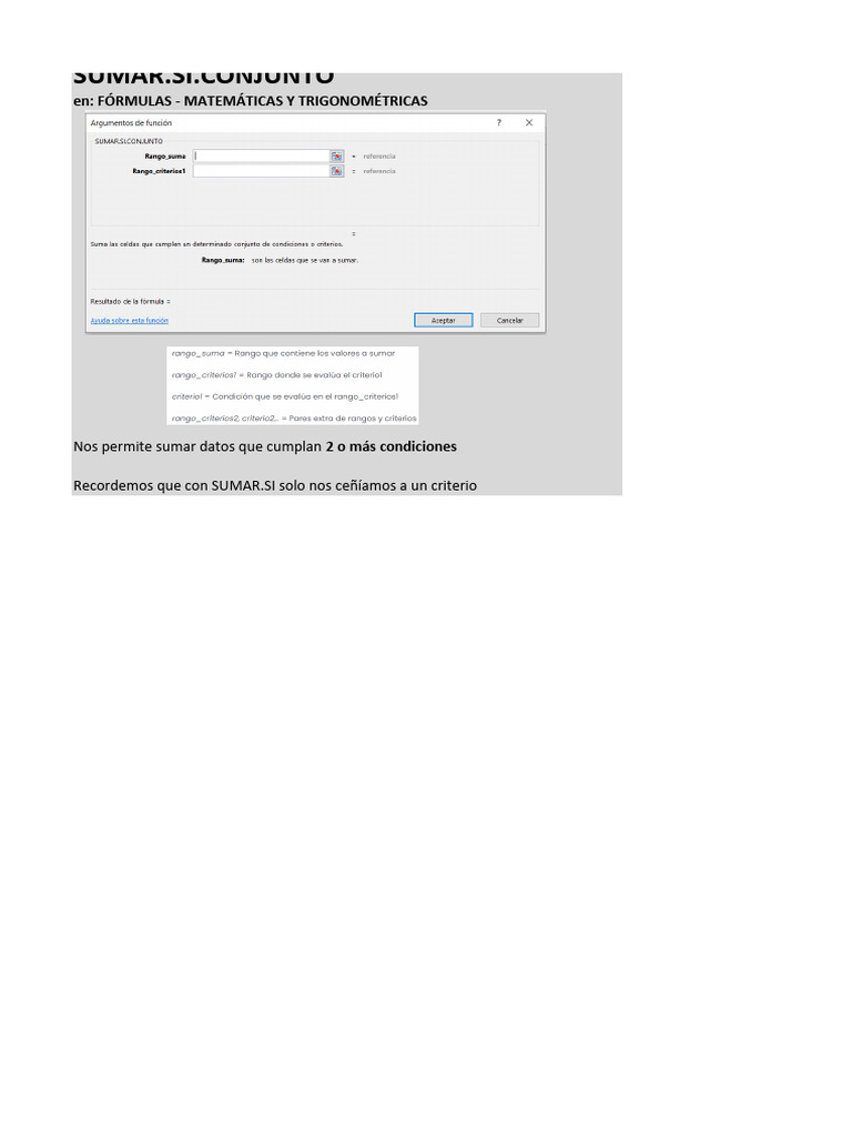 15 Ejercicio - Excel - Sumar - Si.conjunto | PDF