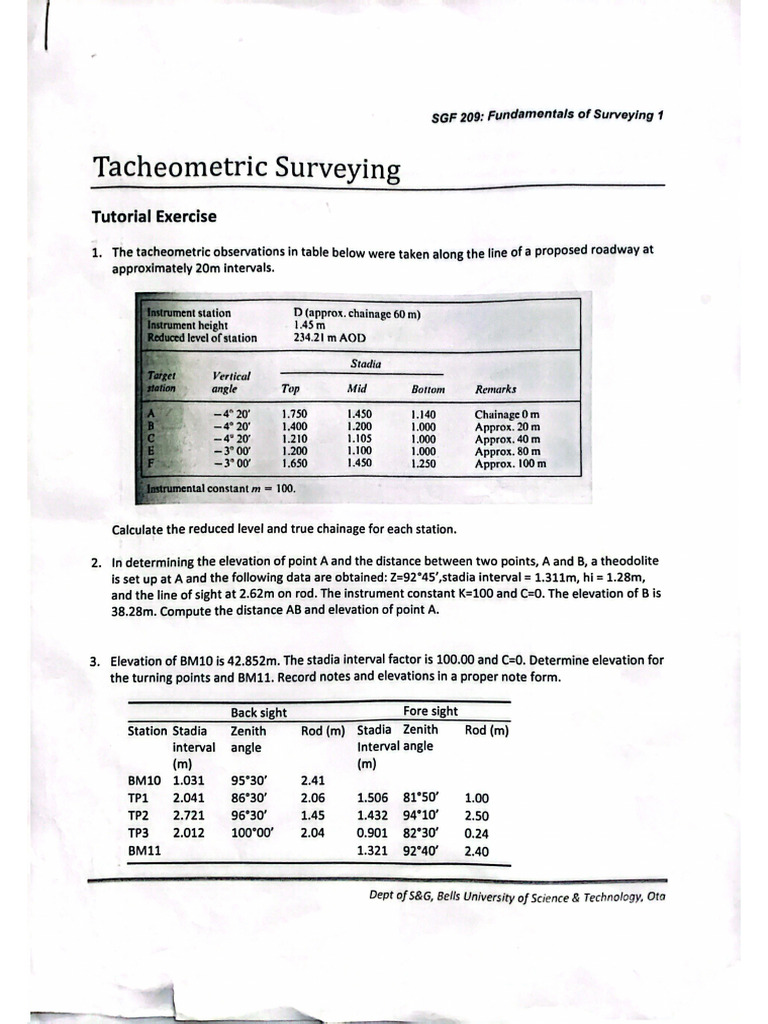 Tacheometry Surveying | PDF