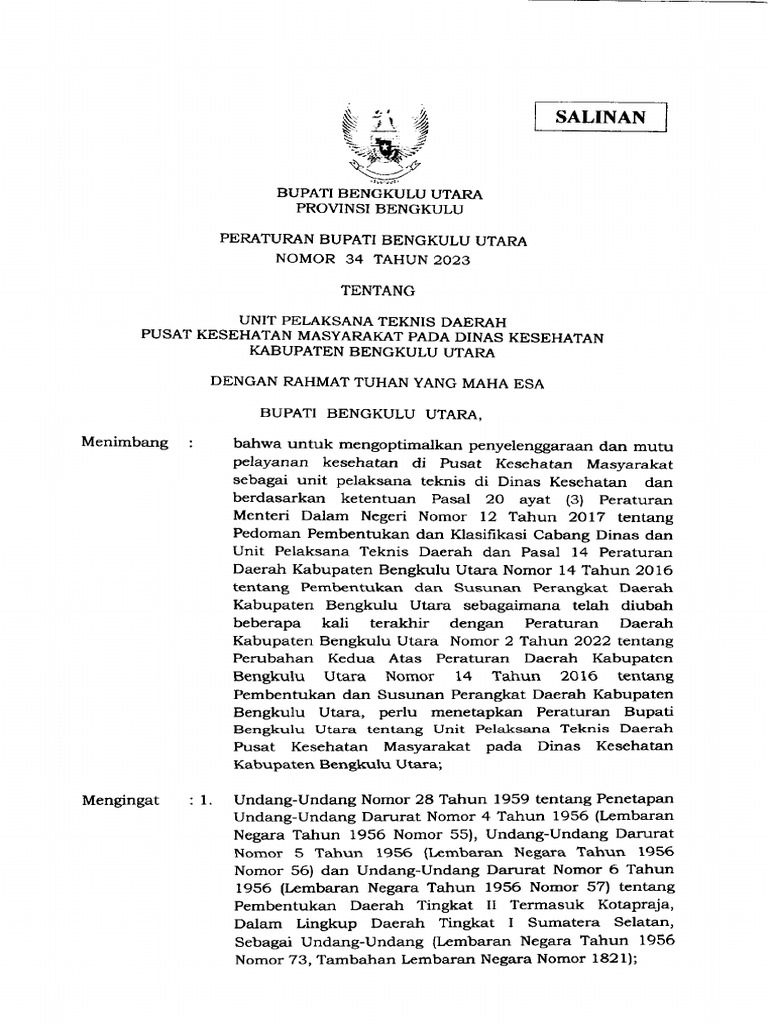 Perbup Uptd Puskesmas20240112 - 15182580 | PDF