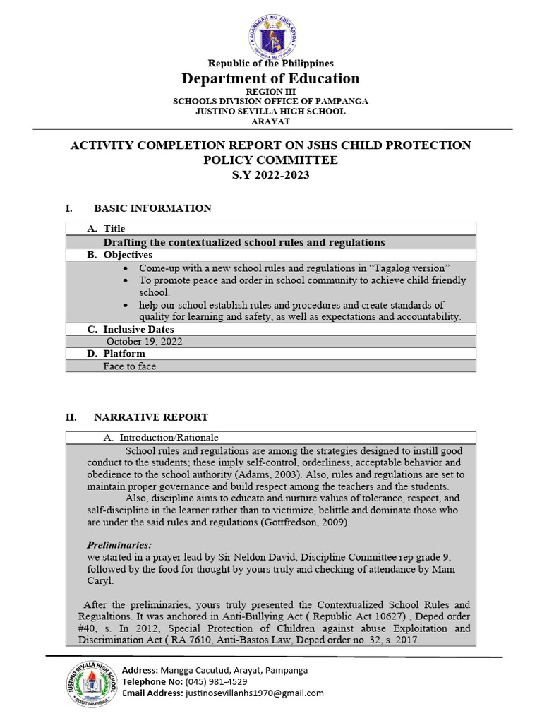 ACR-Child Protection 2 _2022-2023 | PDF | Disciplines | Behavior ...