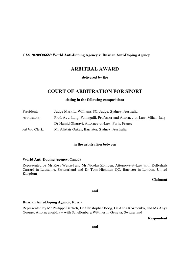 CAS Award 6689 | PDF | Sports | Olympic Games